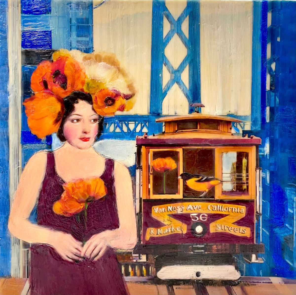 Dreamy Encaustic Paintings with Collage Art | Poet and the Bench