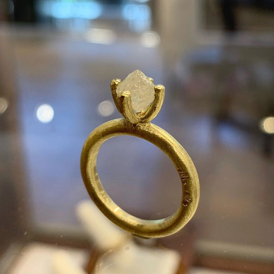 Jeffrey Levin / Ring / Rough White Octahedron Diamond – Poet and the Bench